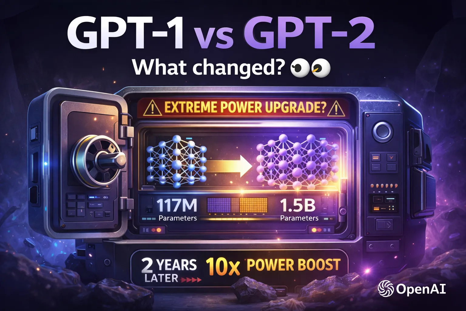 GPT-1 vs GPT-2 — 10× Power Jump? See 1.5B Proof in 10s